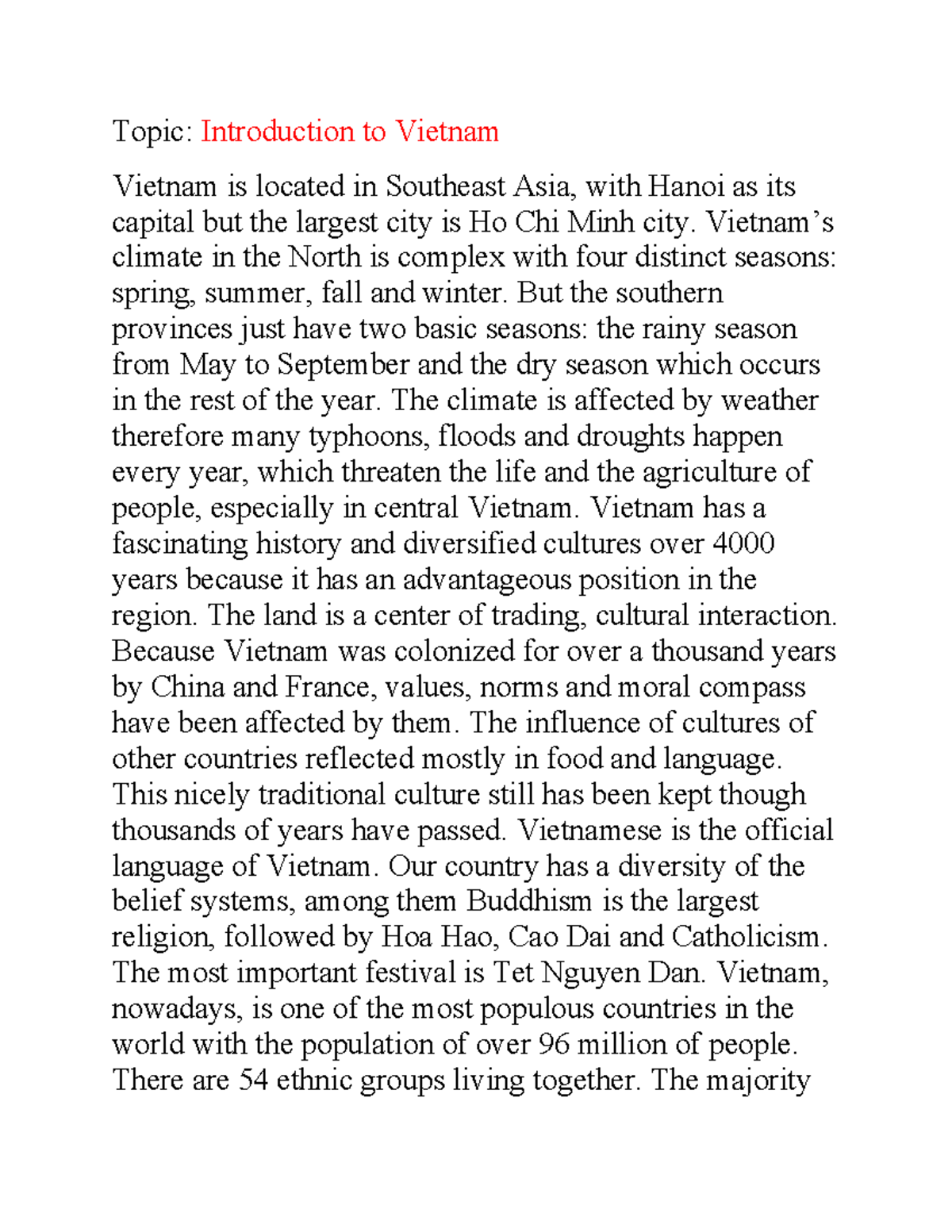 Introduction to Vietnam: Geography, Culture, and History - Studocu