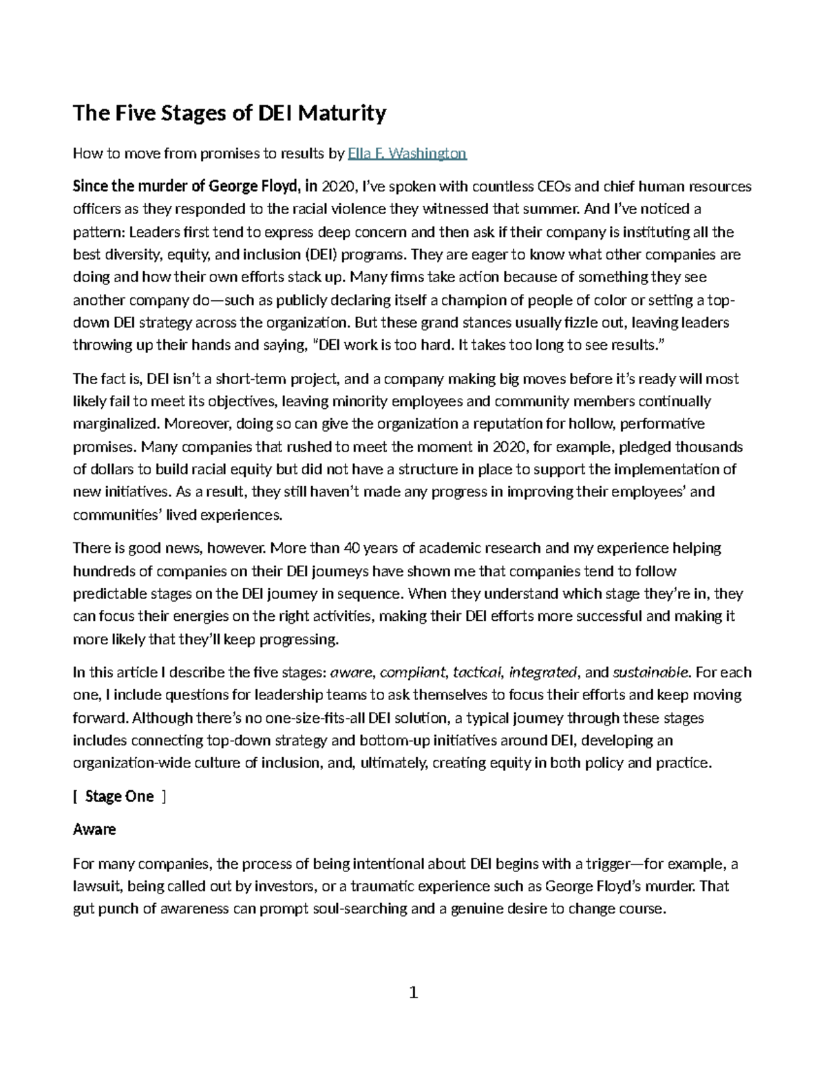 The Five Stages of DEI Maturity: From Awareness to Sustainable Change ...