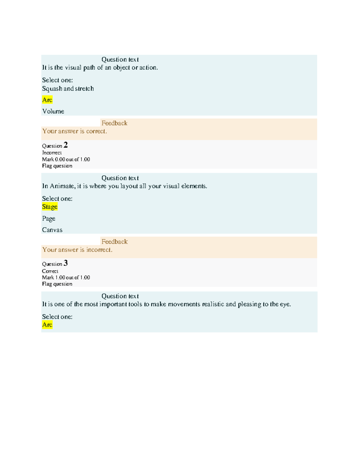 Animation Exam Quiz Q2: Concepts and Techniques - Studocu