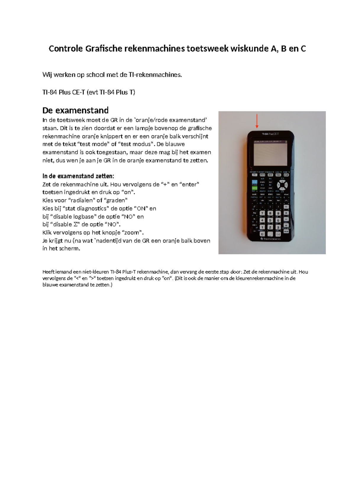 GR in Examenstand voor Wiskunde A, B & C Toetsweek Toelichting ...