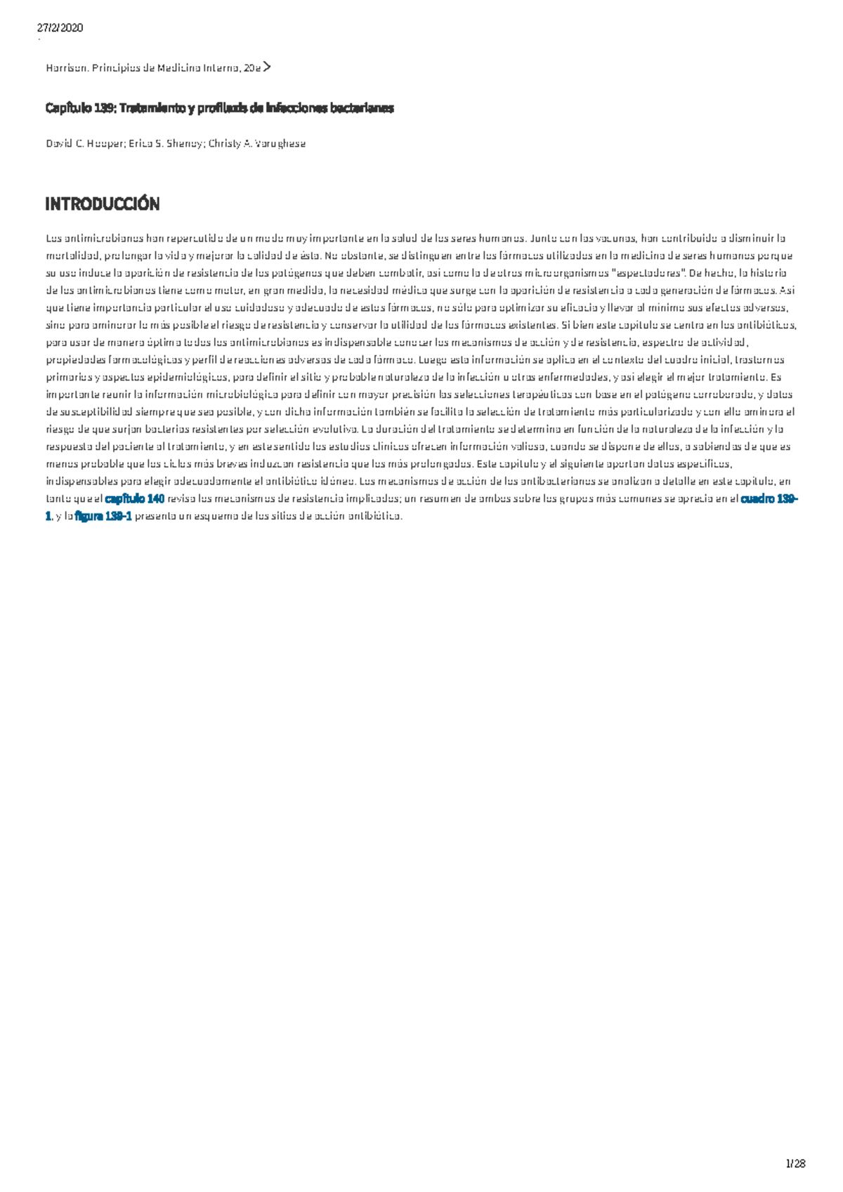 Capítulo 139 - Tratamiento y profilaxis de infecciones bacterianas - Harrison. Principios de ...