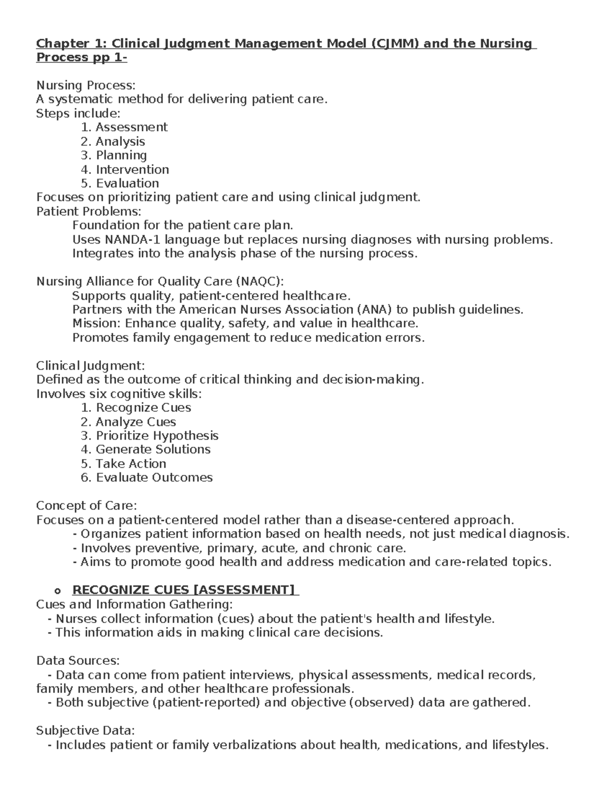 Nursing Process & Clinical Judgment Model: Enhancing Patient Care (CJMM ...