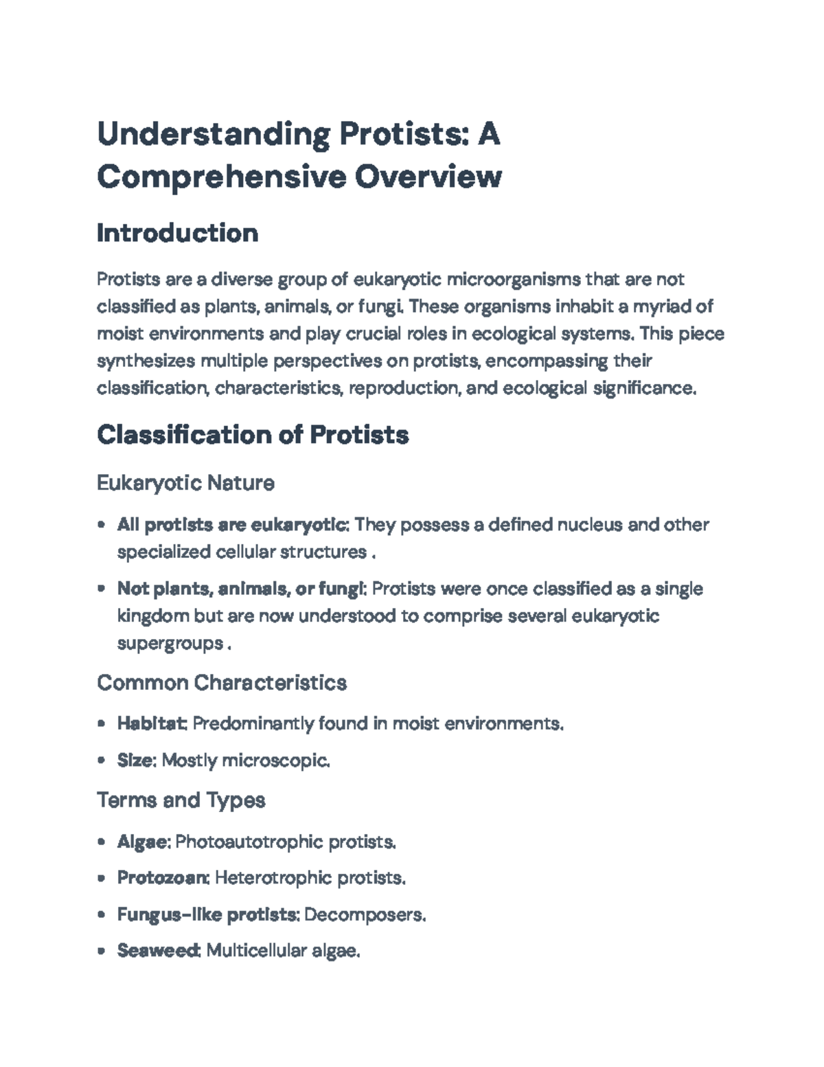 Comprehensive Overview of Eukaryotic Protists: Classification & Ecology ...