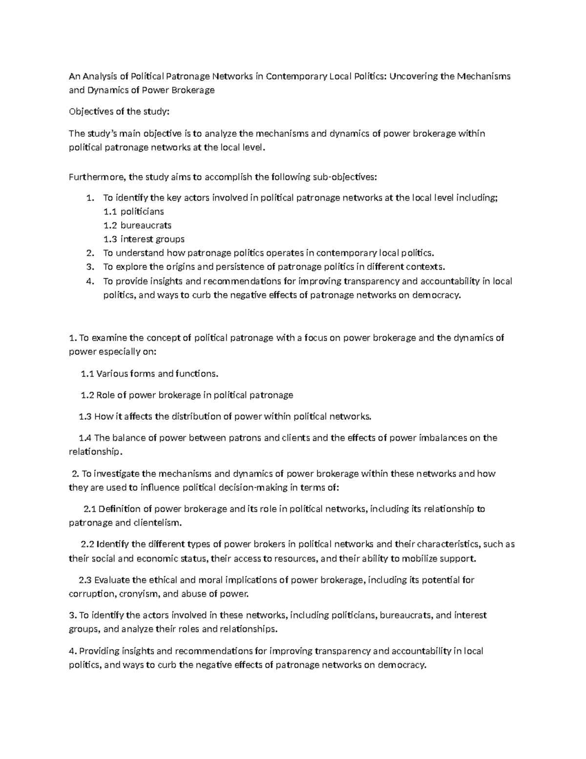 Political Patronage Networks in Local Politics: Mechanisms & Dynamics ...