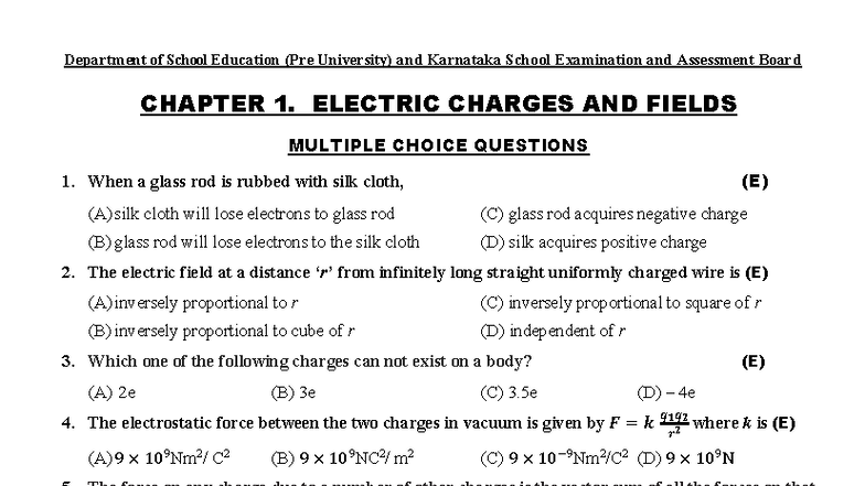 33 PHYSICS CHAPTER 1 & 2: ELECTRIC CHARGES, FIELDS & POTENTIAL QB - Studocu