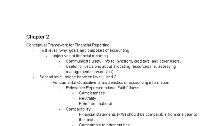 Chapter 2: Conceptual Framework for Financial Reporting (ACC 101) - Studocu