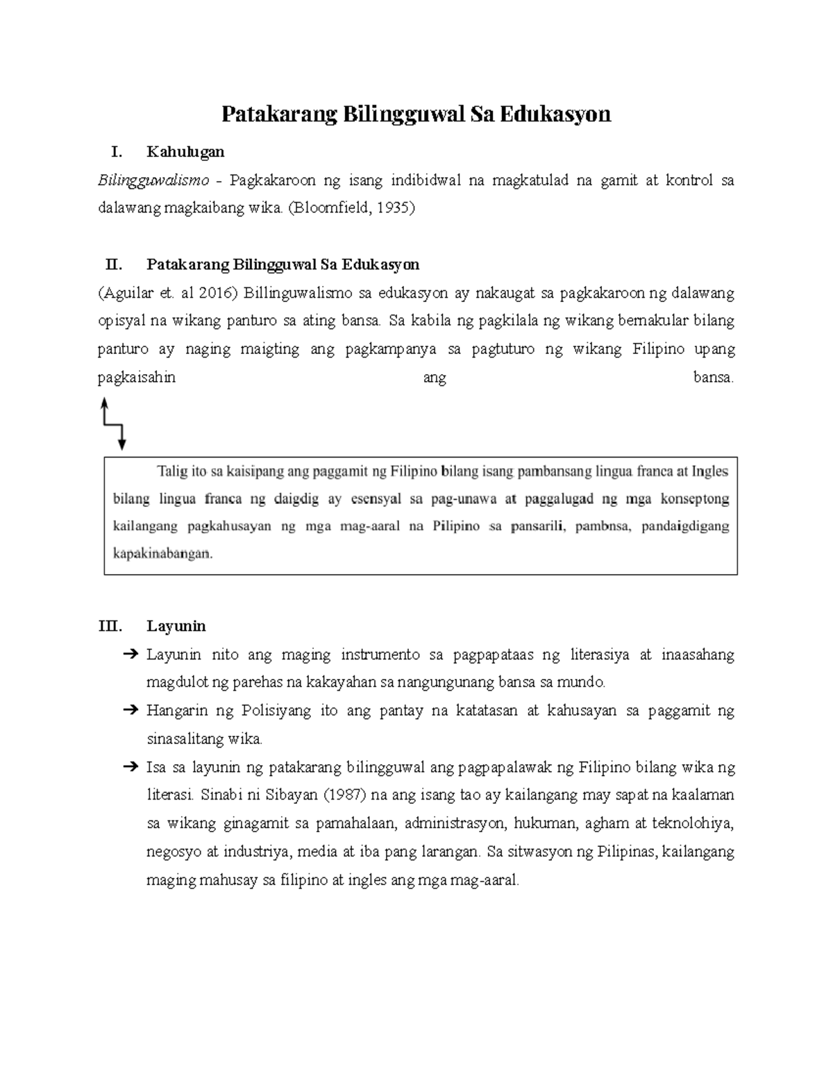 Patakaran Bilingguwalismo sa Edukasyon: Definisyon at Implementasyon ...