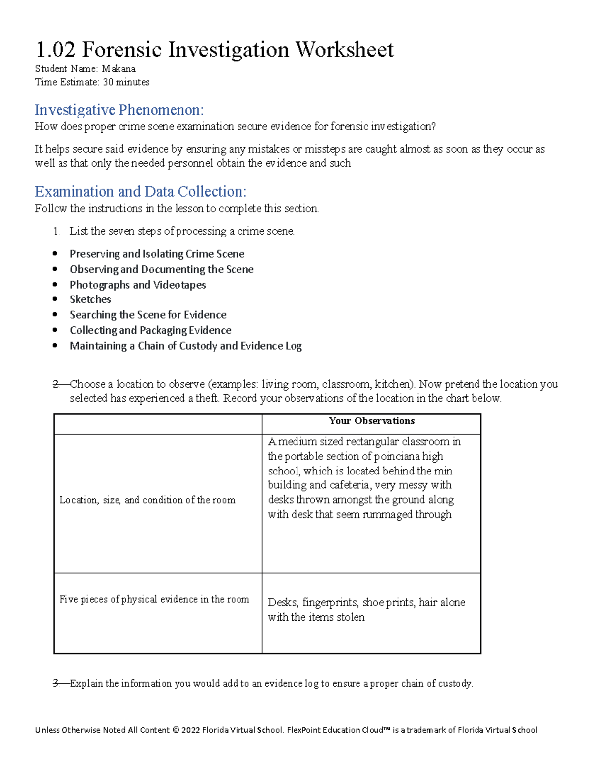 Forensic investigation worksheet (1) - 1 Forensic Investigation ...
