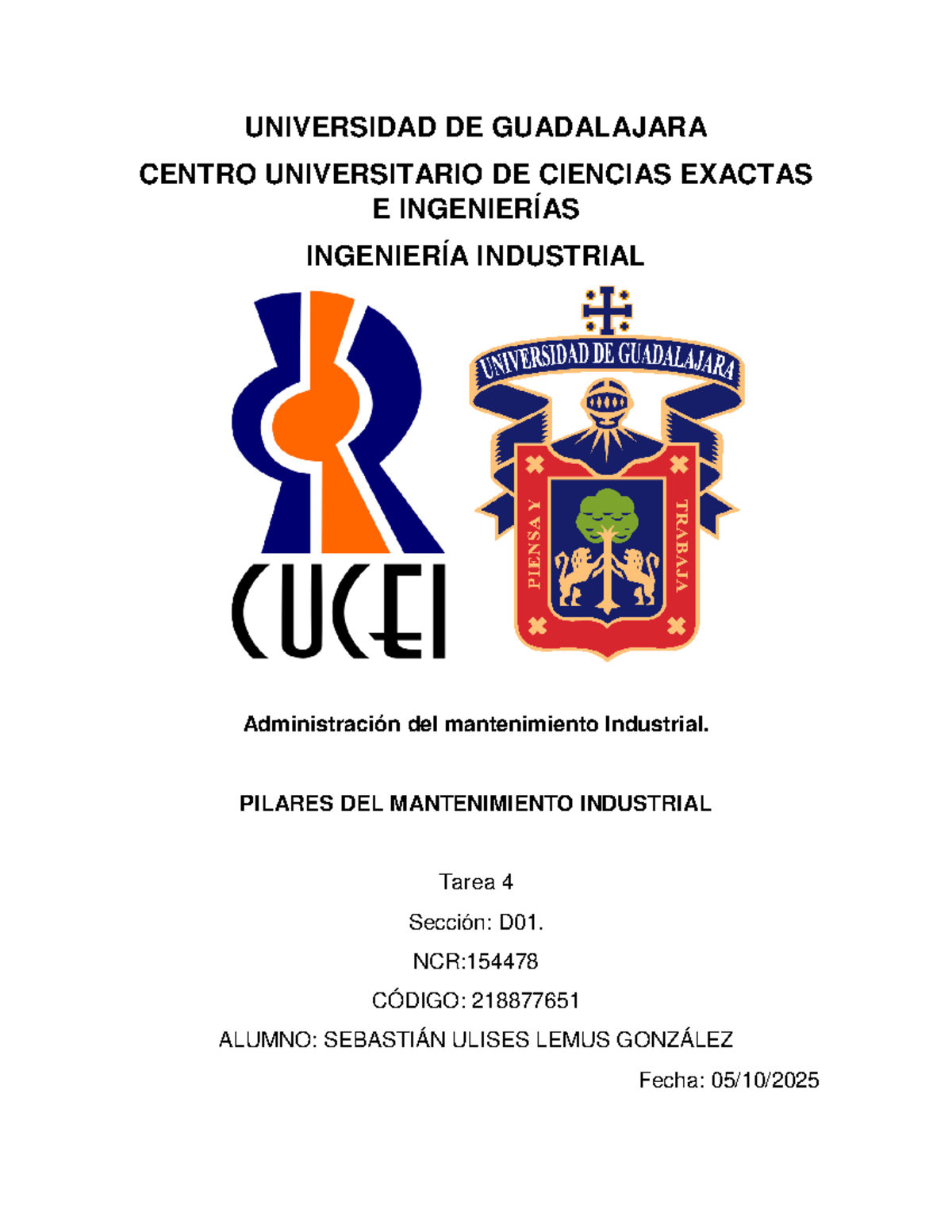 Tarea 4: Pilares del Mantenimiento Productivo Total - AMI D01 - Studocu