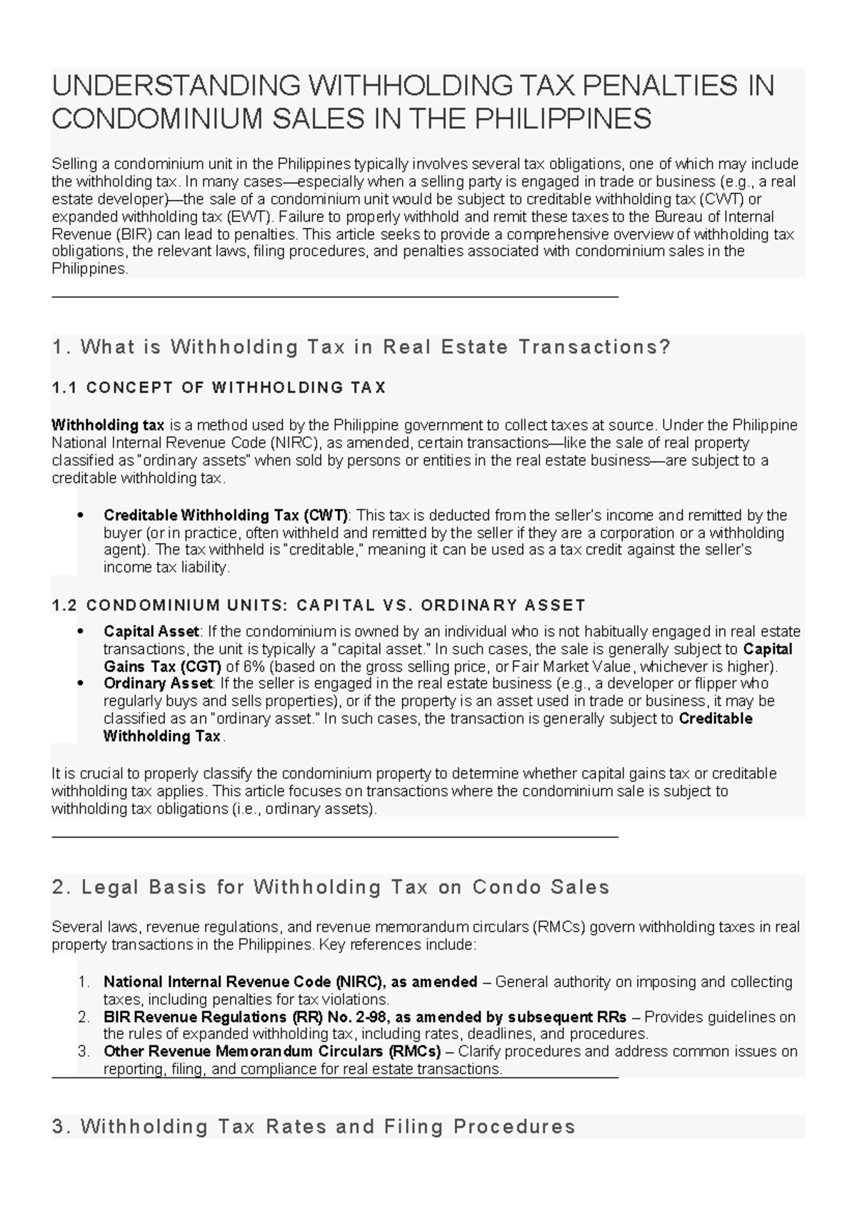 CWT: Understanding Withholding Tax Penalties in Condo Sales in the ...