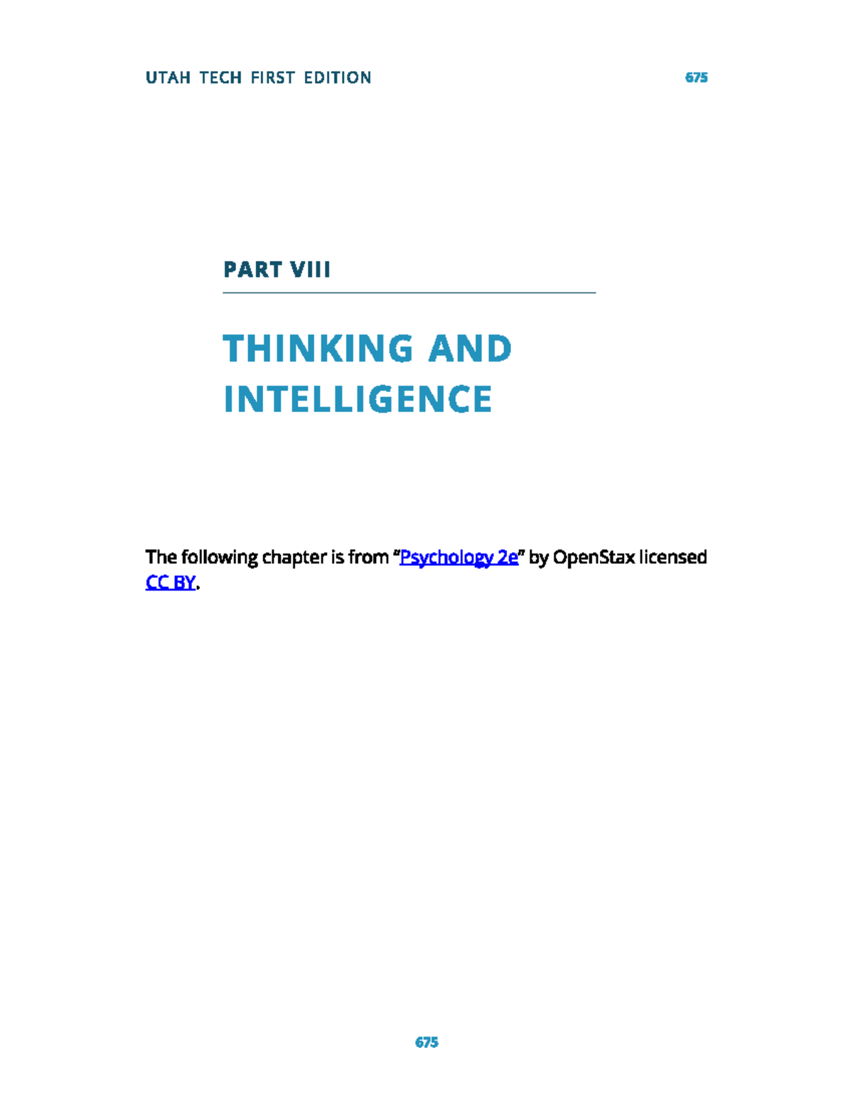 Psych 675: Thinking and Intelligence - Chapter Overview and Insights ...