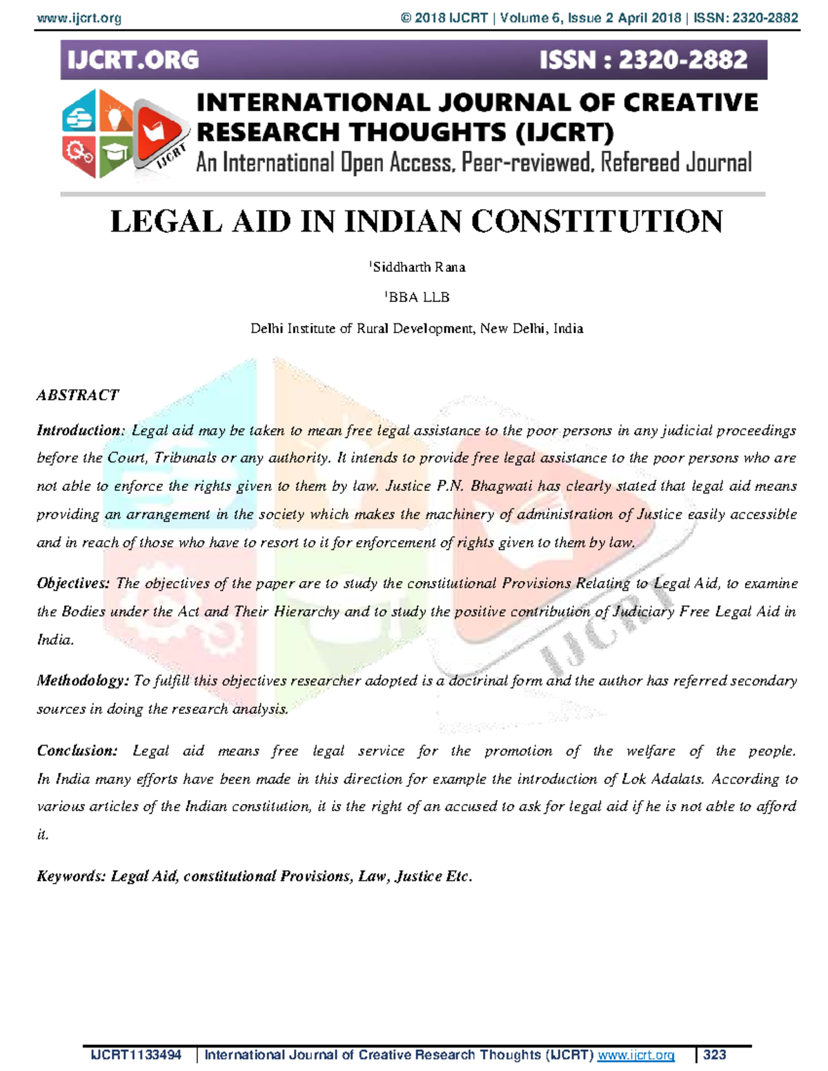 Legal Aid in the Indian Constitution: A Study of Provisions & Impact (BBA LLB) - Studocu