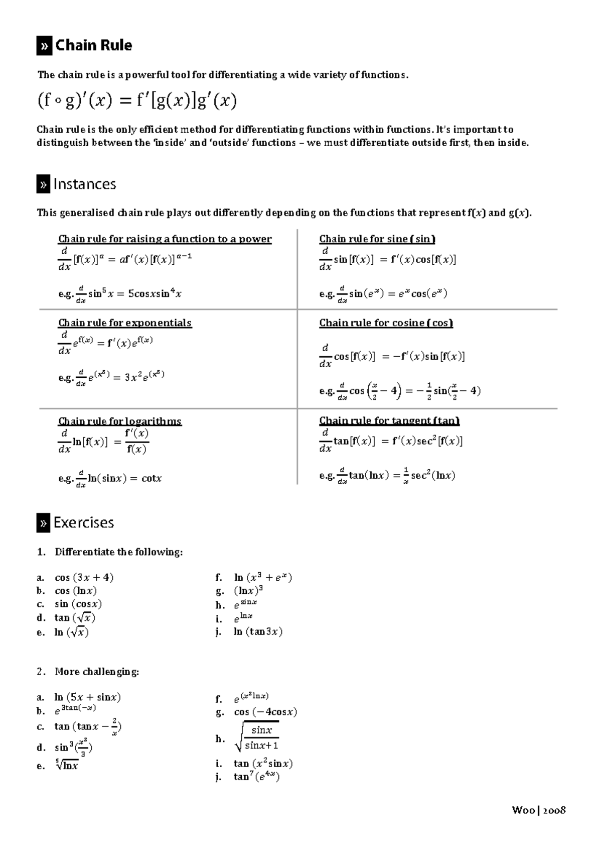 Chain Rule Notes for MAT 101: Understanding Differentiation Techniques ...