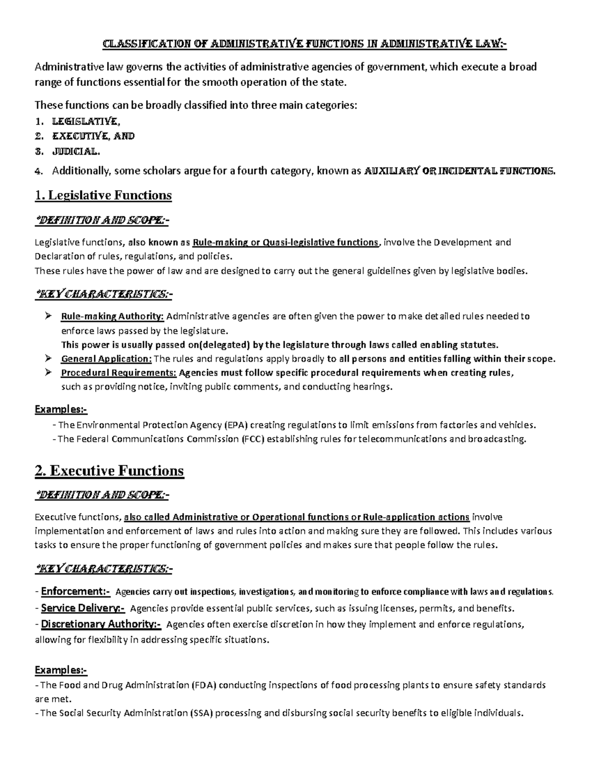 Classification of Administrative Functions in Admin Law: A Detailed ...