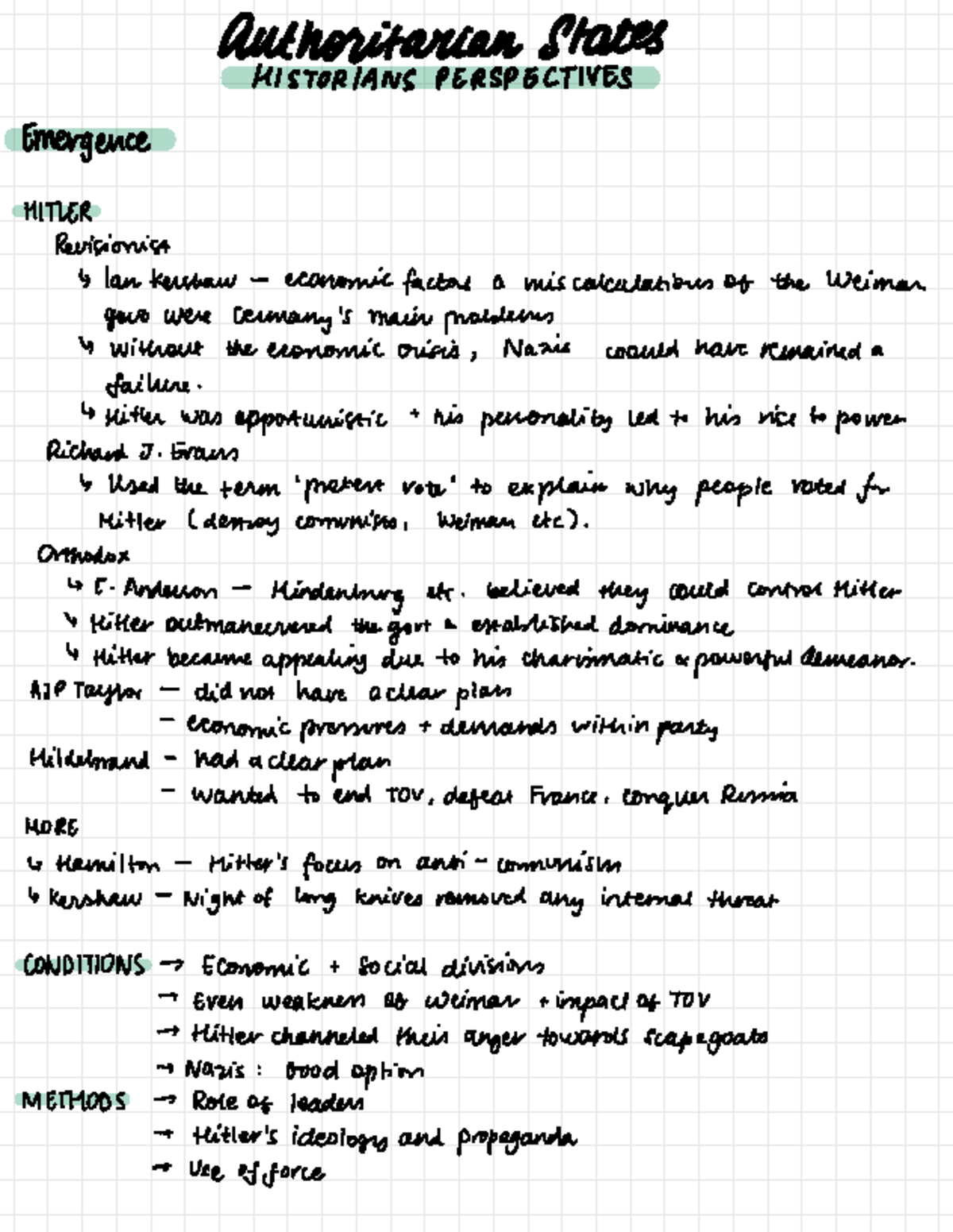 History Notes - Authoritarian States HISTORIANS PERSPECTIVES Emergence ...