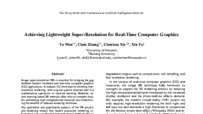 CGSR: A Lightweight Super-Resolution Framework for Computer Graphics ...