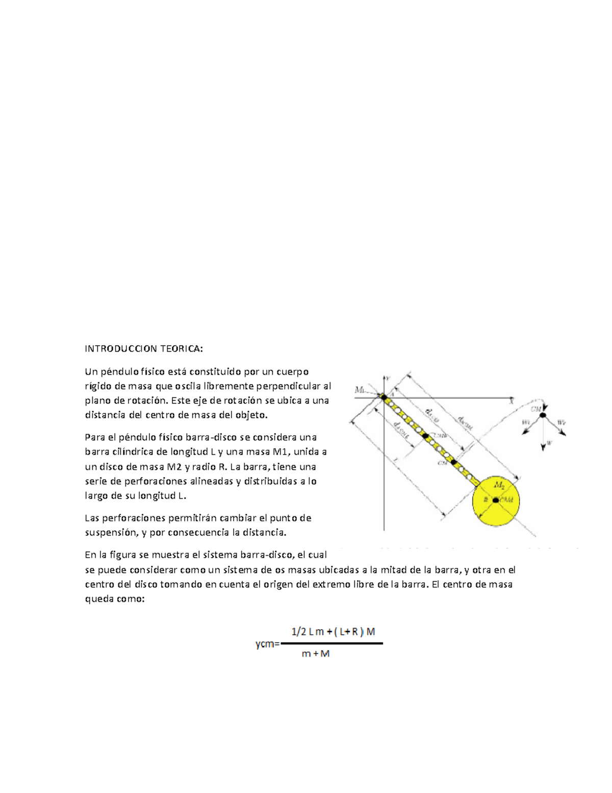 Práctica de Péndulo Físico: Momento de Inercia Barra-Disco - Studocu