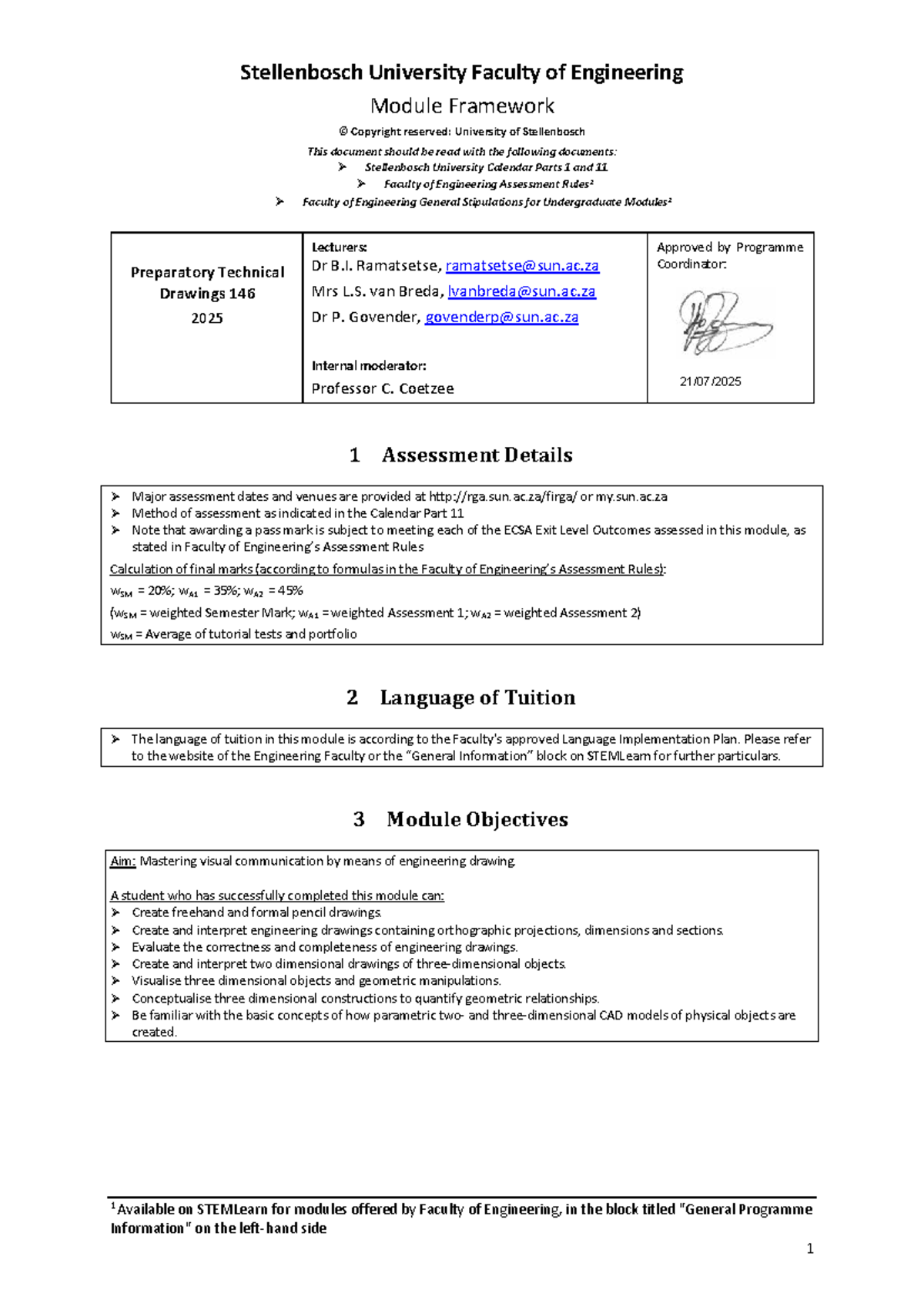 Preparatory Technical Drawings 146: Module Framework & Assessment Guide ...