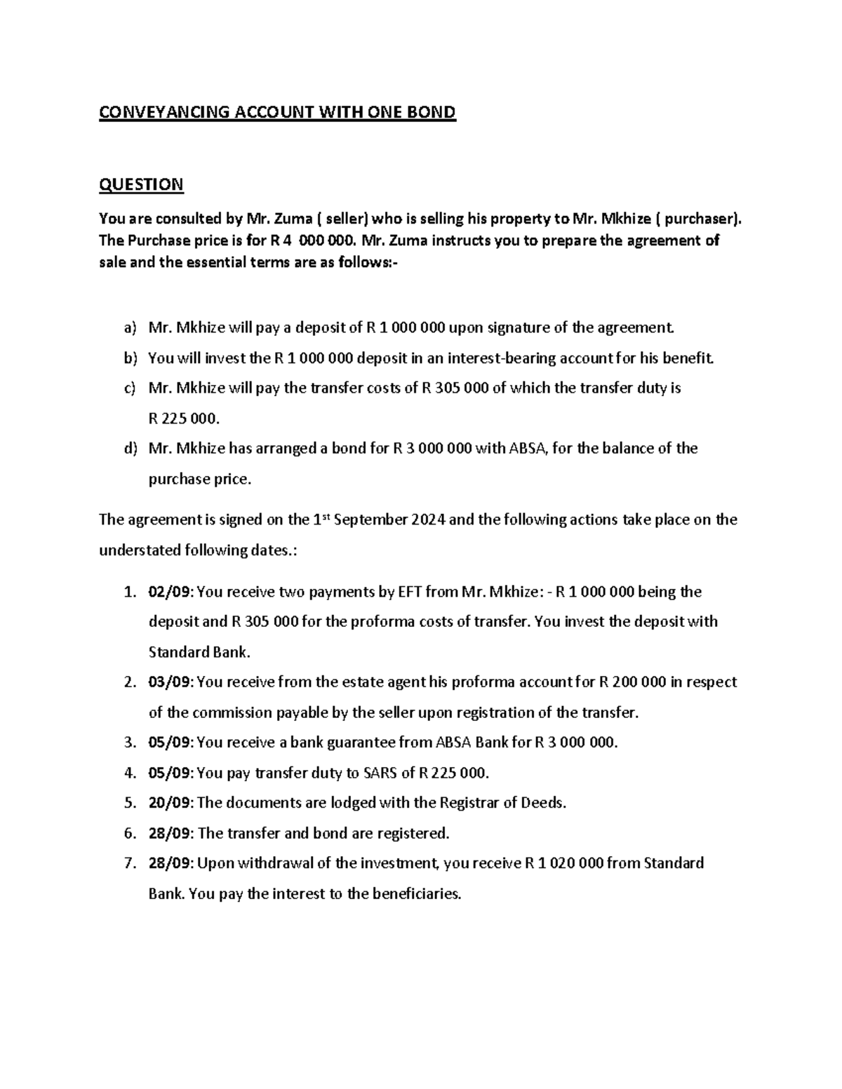 Conveyancing Account with One Bond V4 - Detailed Accounting Guide - Studocu