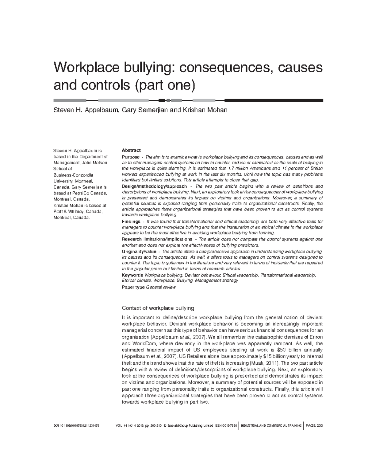 Workplace Bullying: Causes, Consequences & Control Strategies (Part 1 ...