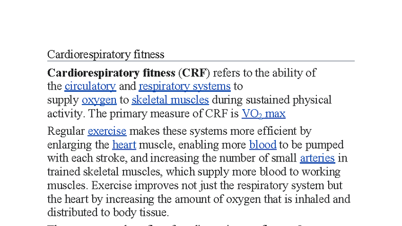 Ntlc Unit 5 - Brief Notes on Cardiorespiratory Fitness and Health - Studocu