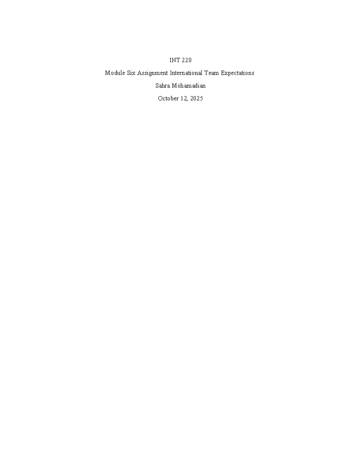 INT 220 Module Six Assignment: International Team Meeting Invite - Studocu