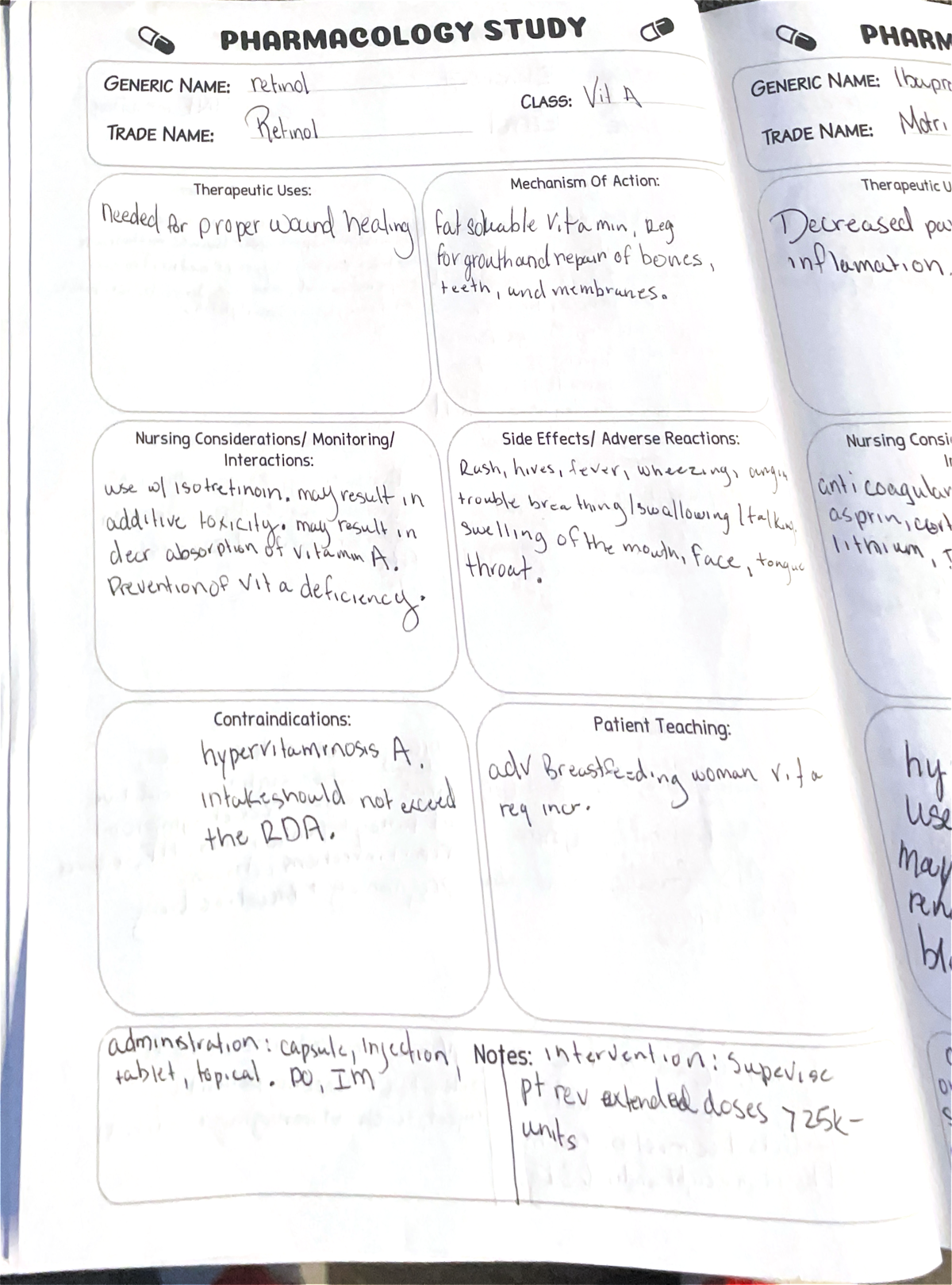 Pharmacology Retinol drug card - PHARMACOLOGY STUDY PHAR GENERIC NAME ...