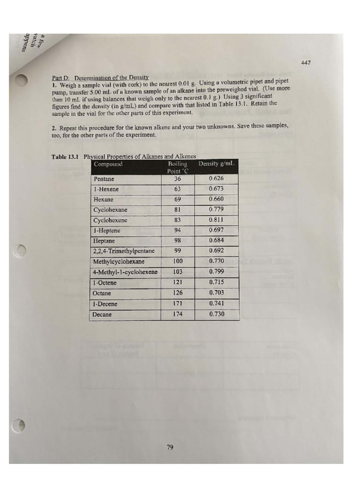 Lab Report: Density Determination of Alkanes and Alkenes (IMG 5249-3 ...