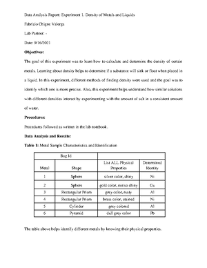 Lab 3 - Properties of Gases Lab Report - Data Analysis Report: Experiment 3. Properties of Gases ...