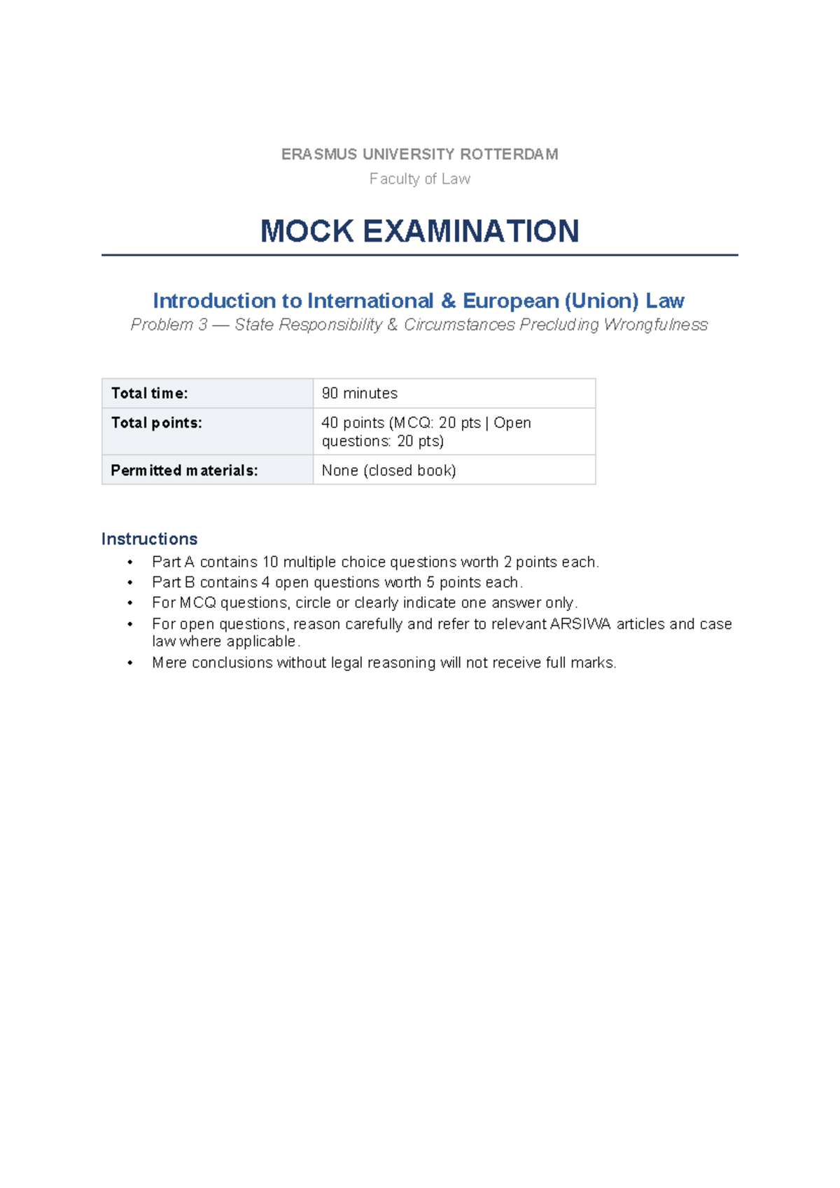 Mock Exam Problem 3 - ELS: State Responsibility & Circumstances ...