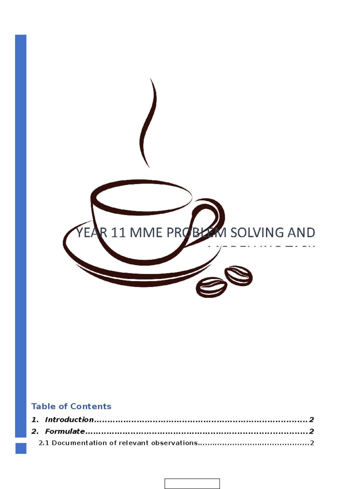 Table of Contents - Mathematics assignment - Table of Contents - Studocu