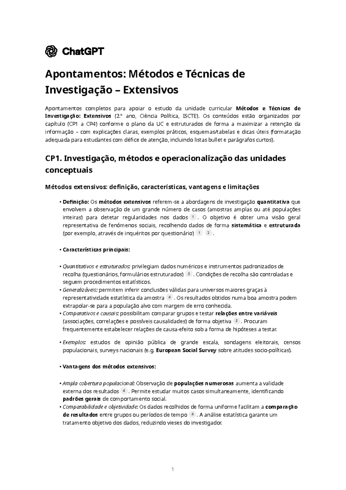 Apontamentos: Métodos e Técnicas de Investigação Extensivos (L5113 ...