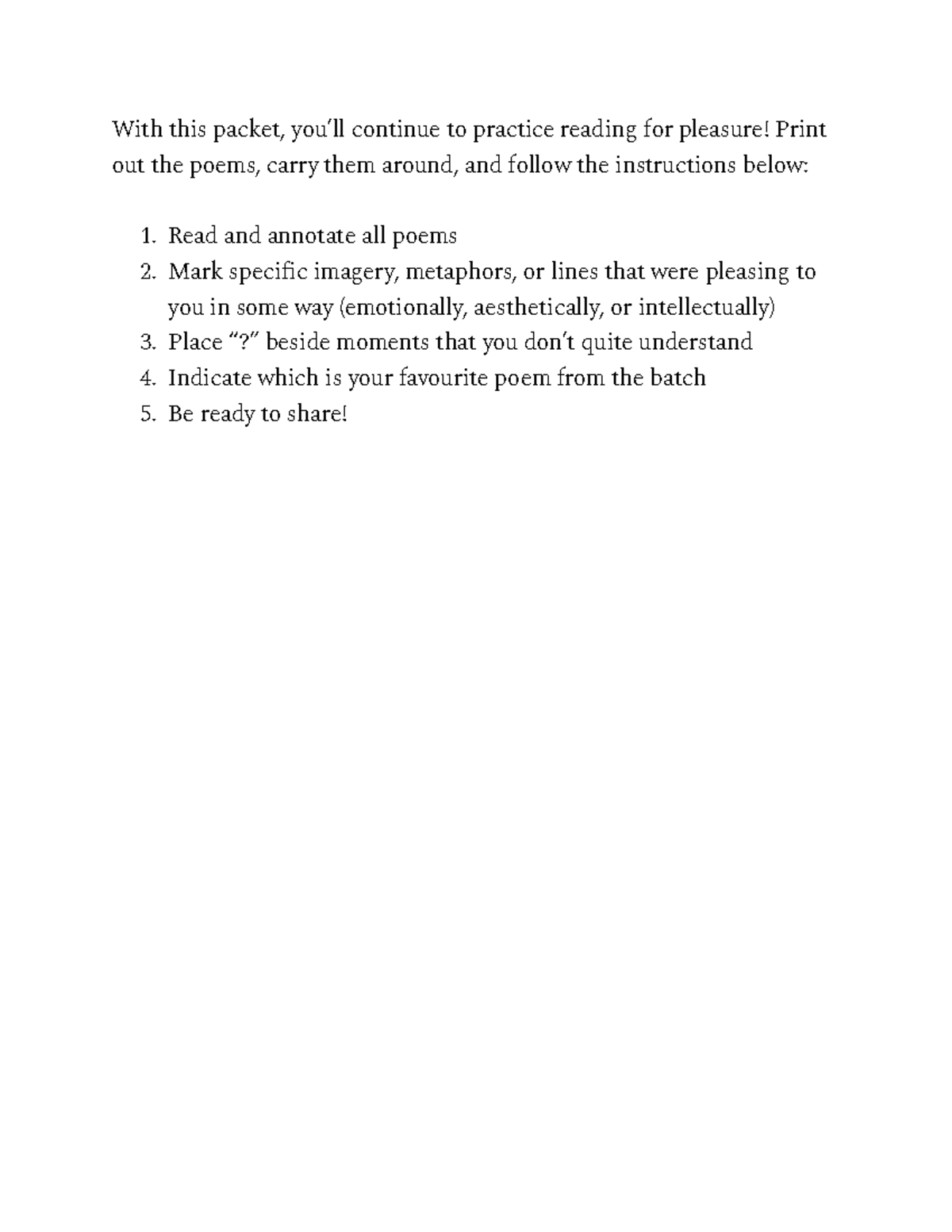 CW201 Diction Poem Practice Packet: Read, Annotate, and Share - Studocu