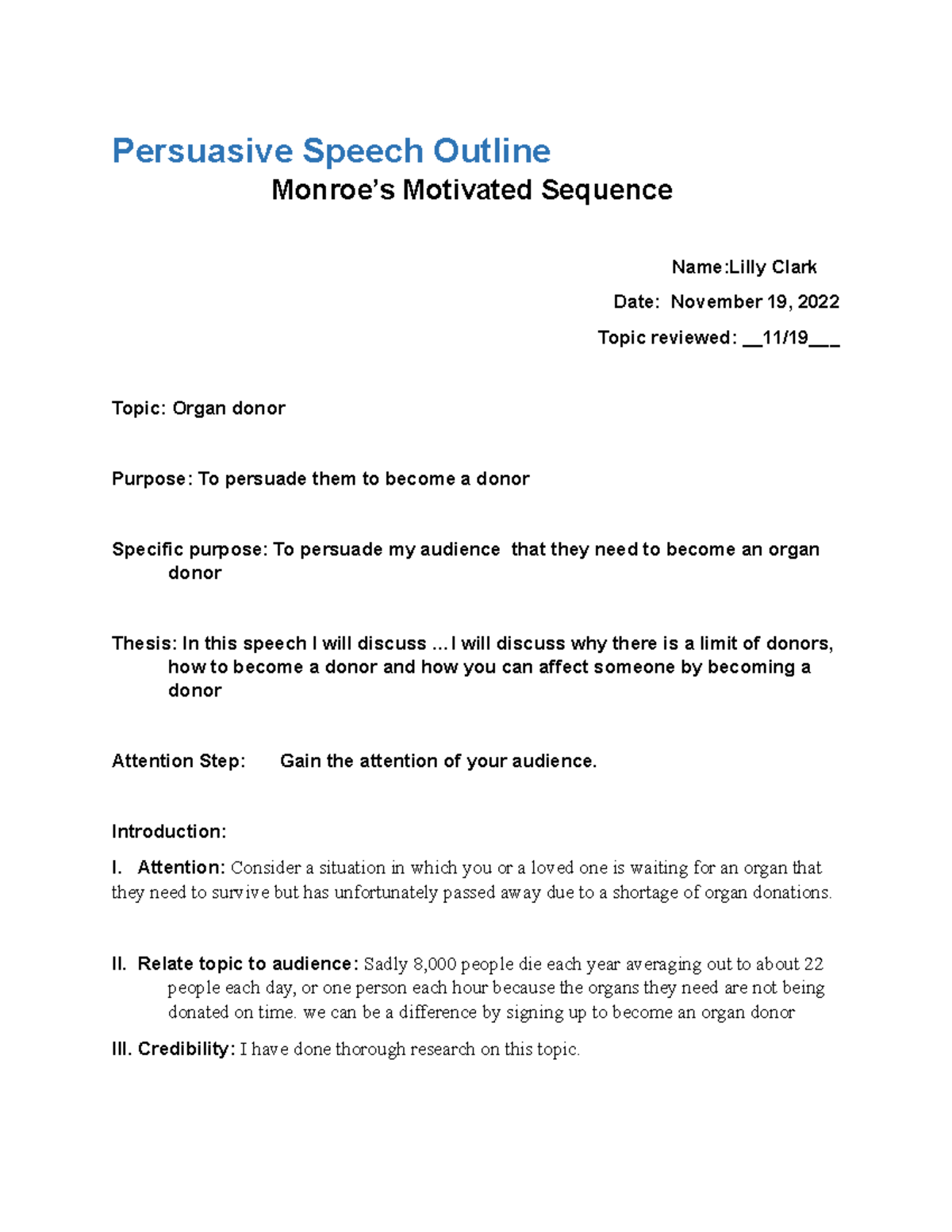 Document 1 (2) - this is an outline of this students persuasive speech ...