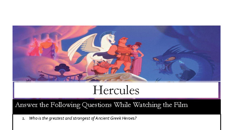 Hercules Film Study Questions for Student Discussions - Studocu