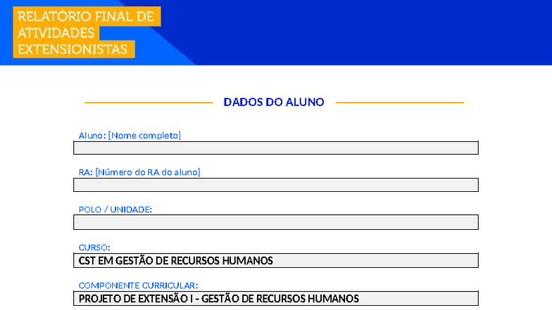 Projeto de Extensão I - CST em Gestão de Recursos Humanos - Studocu