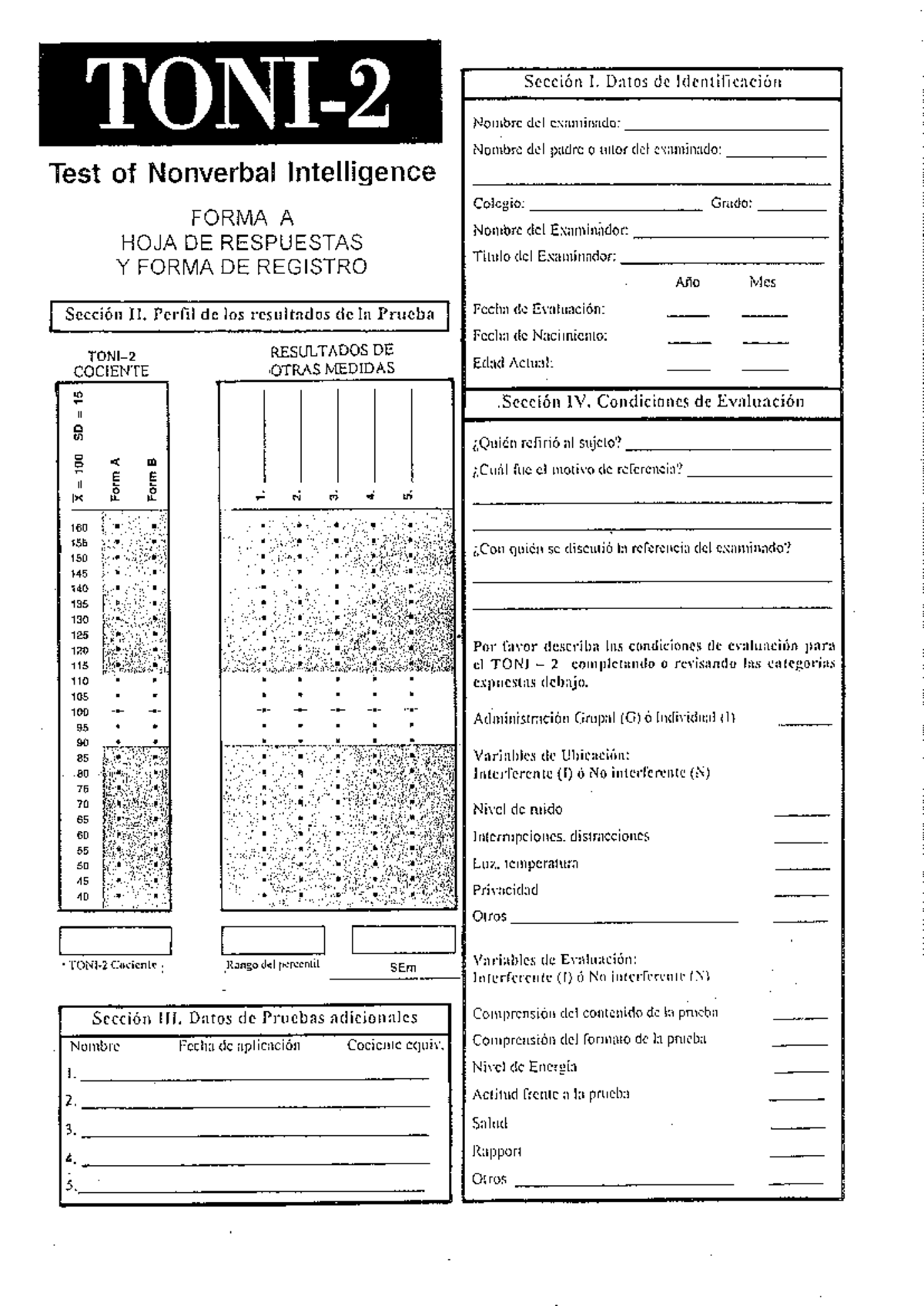 Manual TONI-2: Prueba de Inteligencia No Verbal - Studocu
