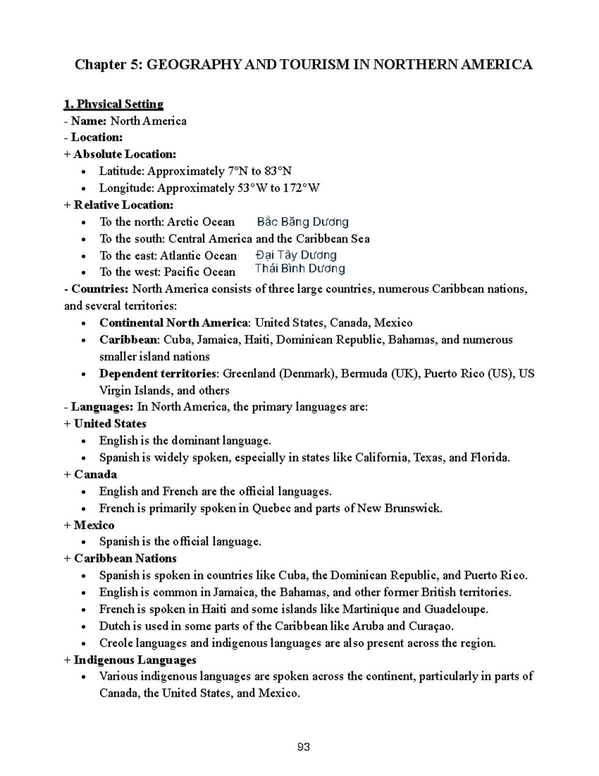 Chapter 5: Geography and Tourism in North America (Course Code: 8 ...