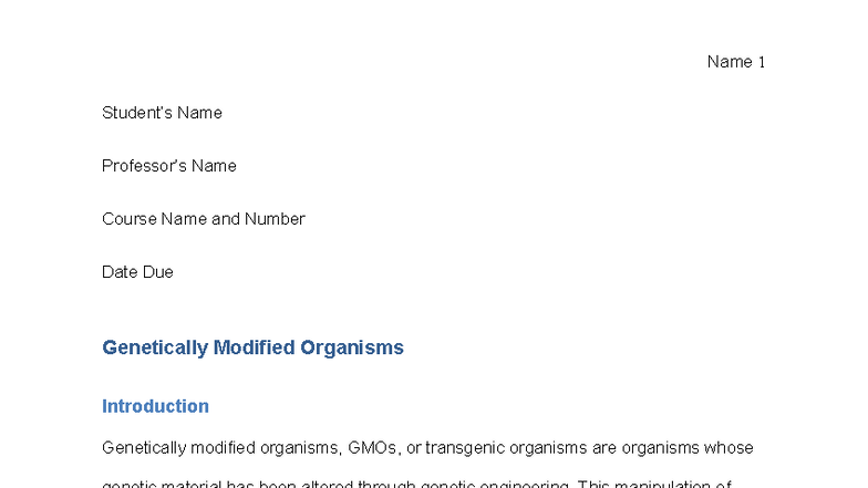 GMO Research Paper - Arguments for Genetically Modified Organisms - Studocu