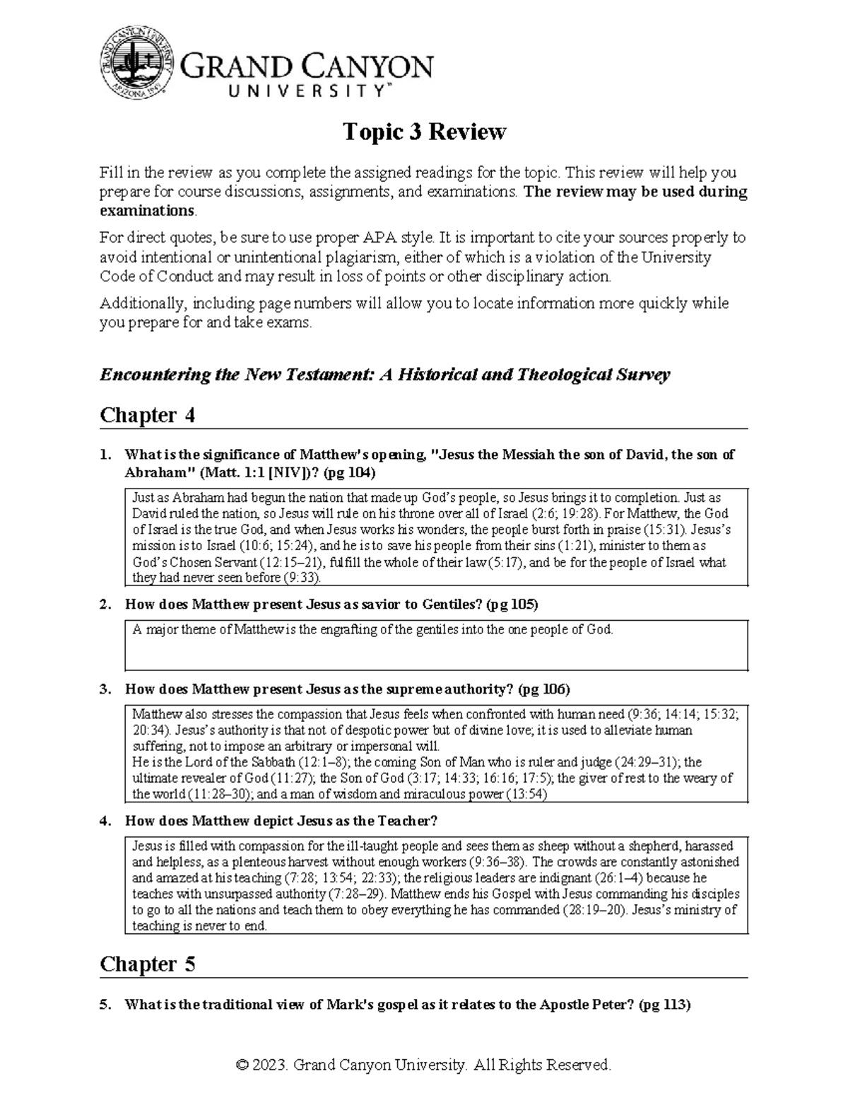 BIB 107 T3 Review - Key Insights from Encountering the New Testament ...