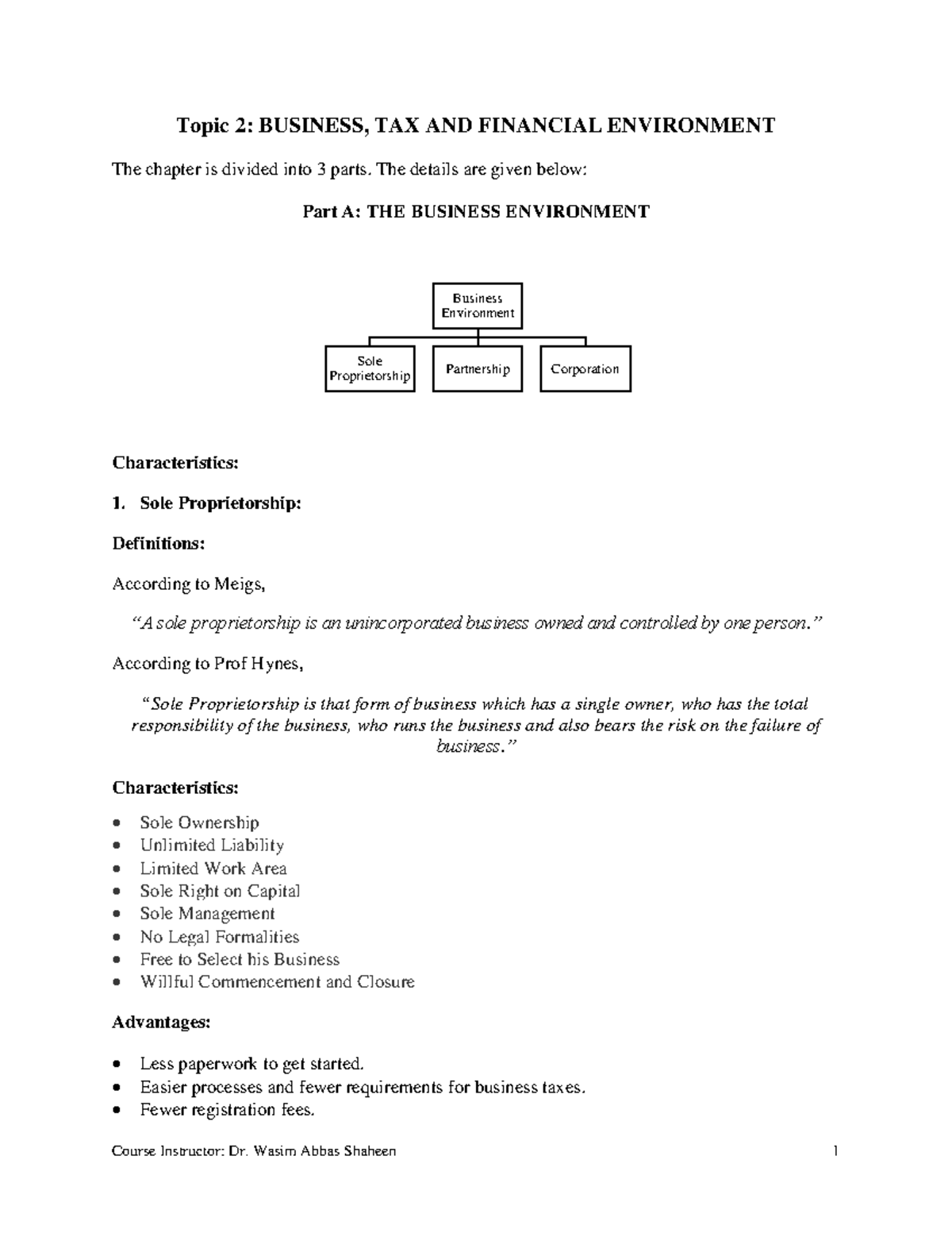 Topic 2 - Business, TAX AND Financial Environment - Topic 2: BUSINESS ...