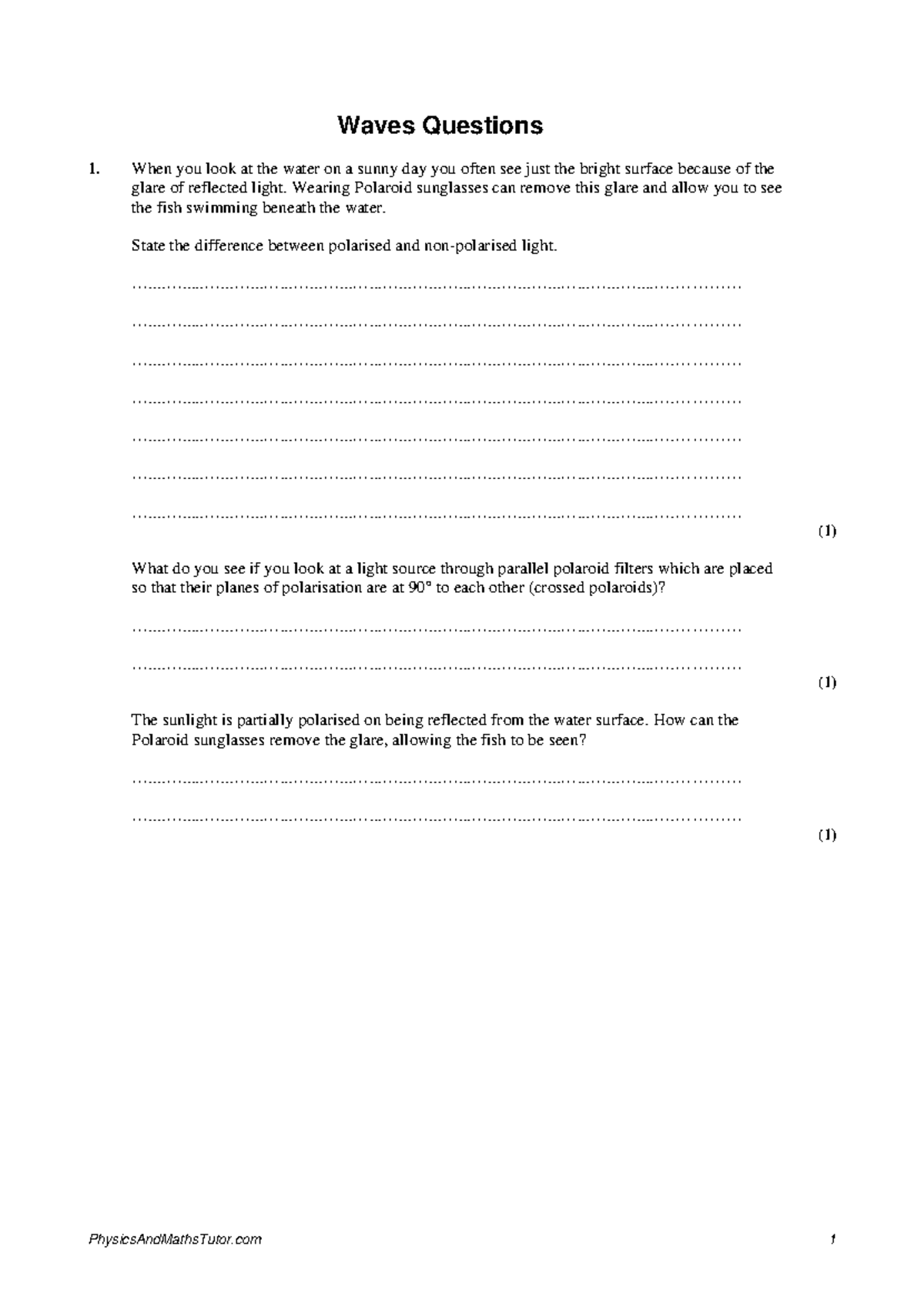 Waves Exam Questions - Physics (2.3) - Studocu