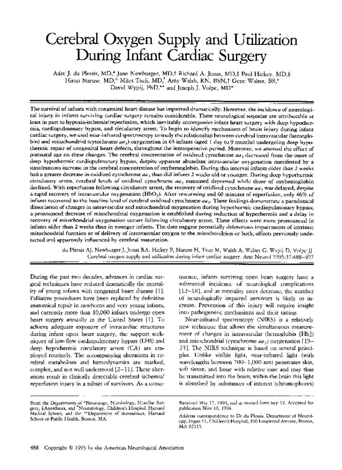 Cerebral oxygen supply and utilization d - Cerebral Oxygen Supply and ...