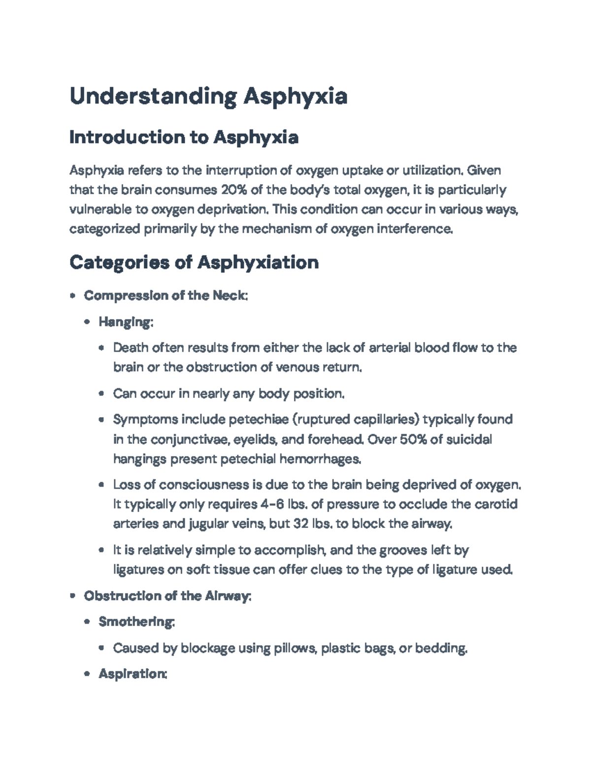 Understanding Asphyxia: Mechanisms and Forensic Insights (ASPH 101 ...