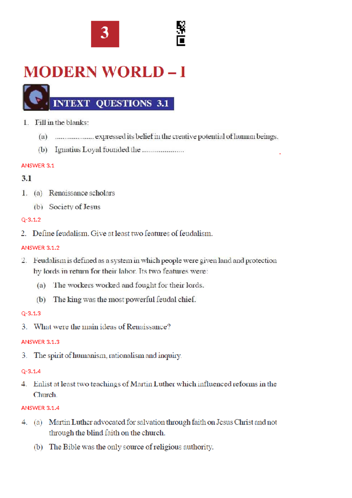 Answer Key: Chapter 3 - Modern World I - Renaissance & Reformation ...