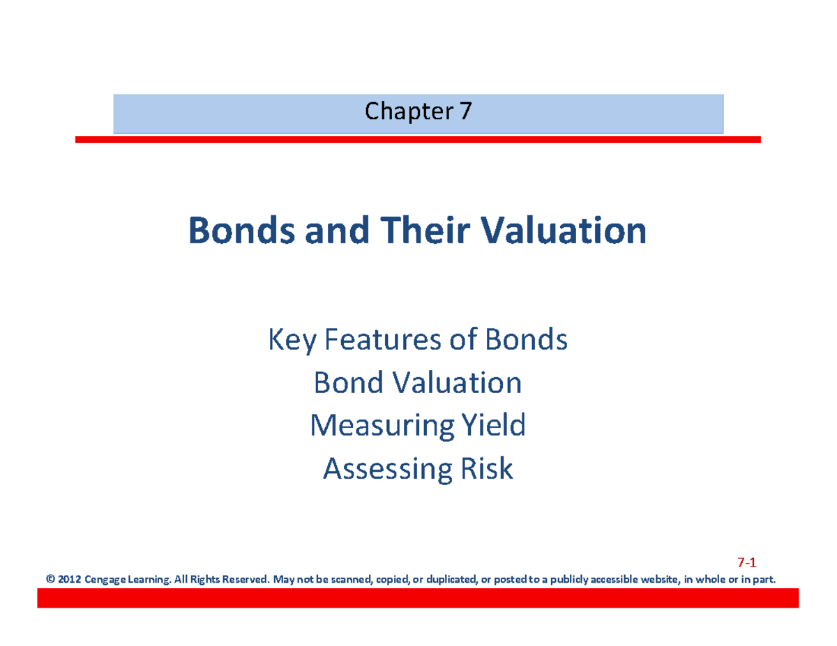 Chapter 7: Bonds and Their Valuation - Key Features & Yield Analysis ...
