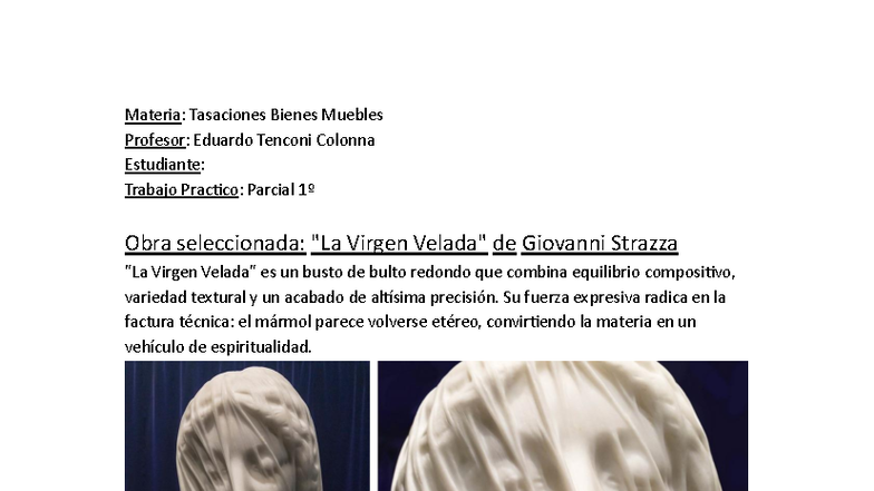 TP Parcial 1: Análisis de la Escultura "Virgen" de Giovanni Strazza ...