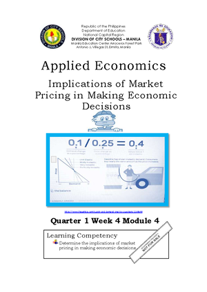 Applied Economics (Q2) - APPLIED ECONOMICS MODULE (SECOND QUARTER) WEEK ...