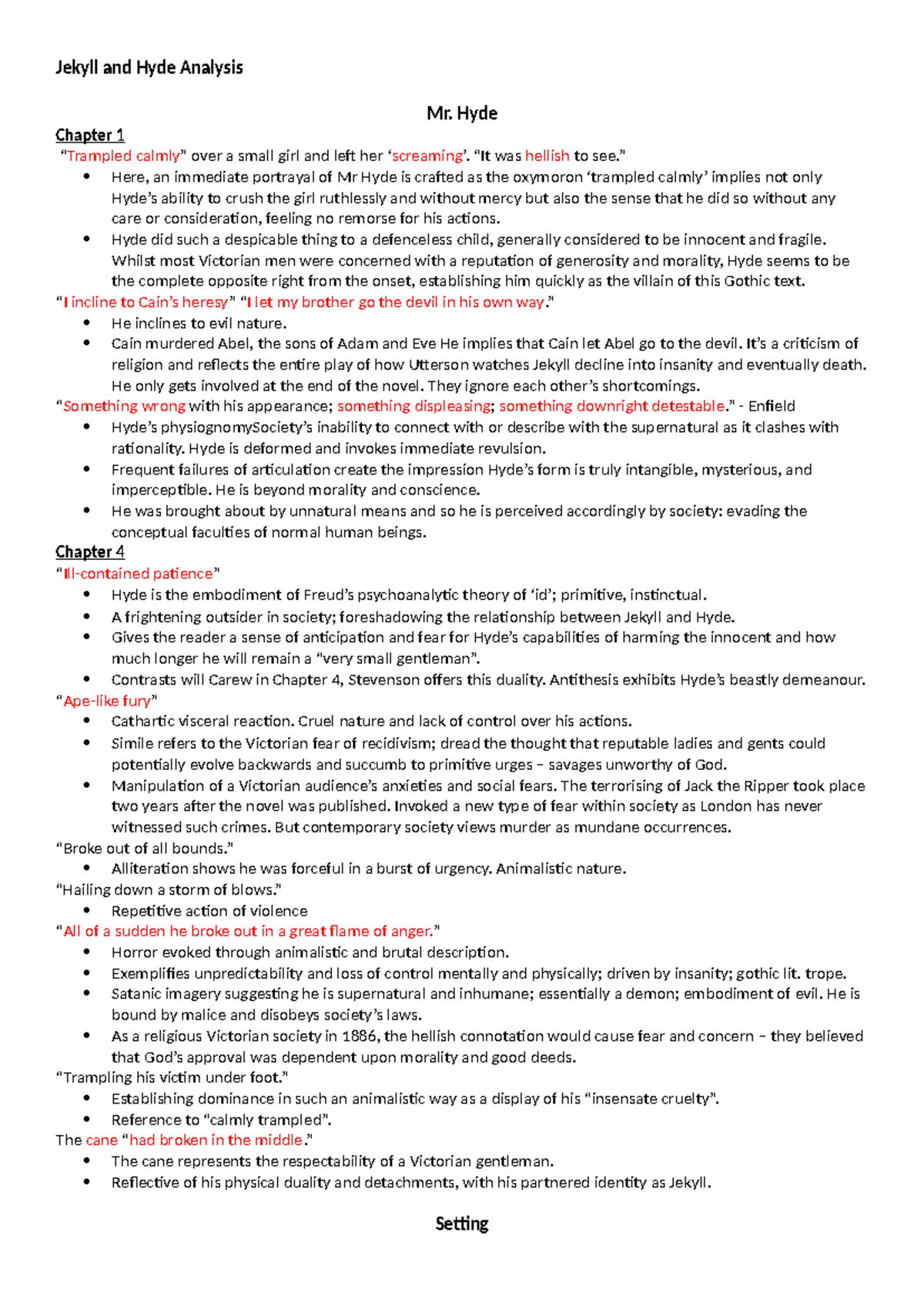GCSE Jekyll and Hyde Key Quote Analysis: Mr. Hyde's Villainy in Chapter ...