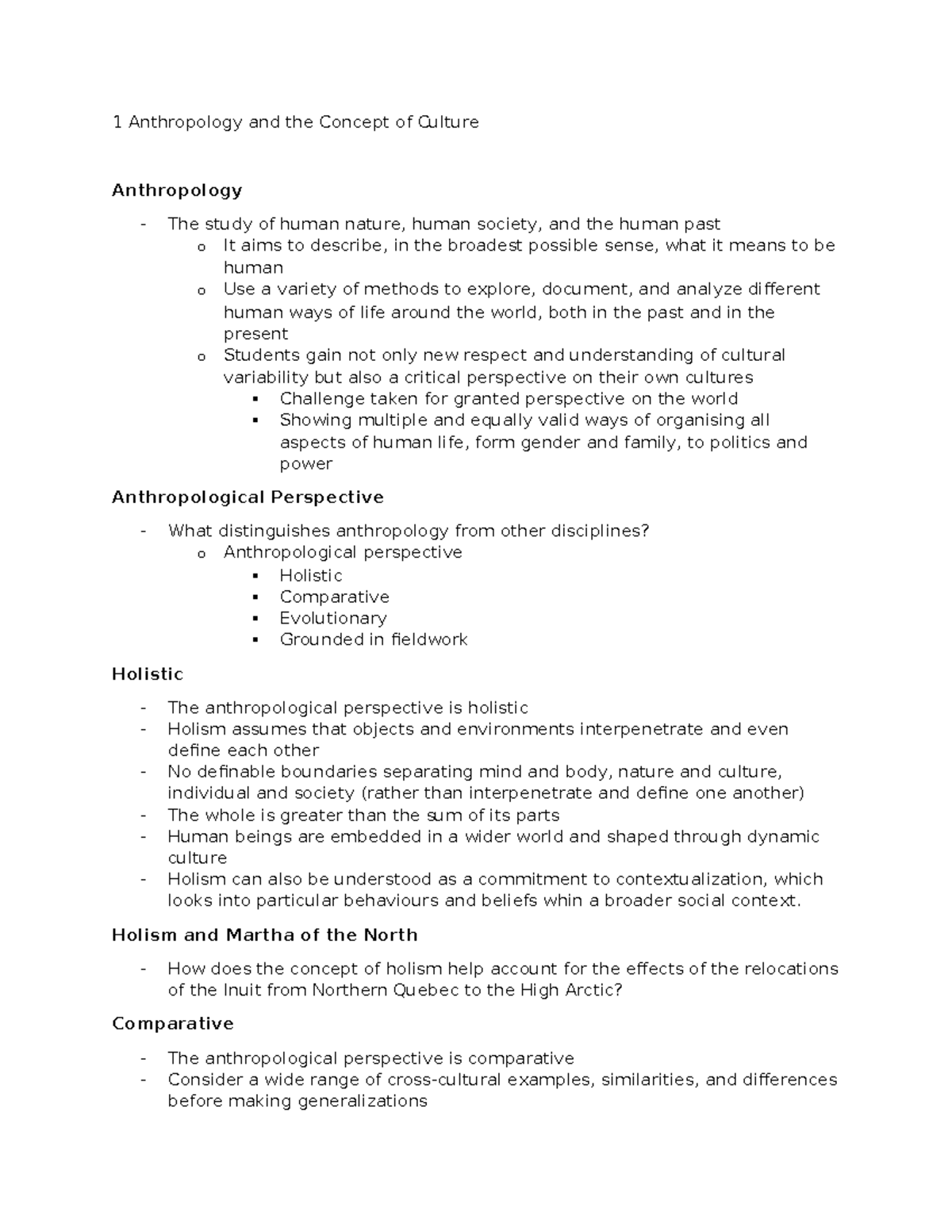 Unit 1 Anthropology and the Concept of Culture - 1 Anthropology and the ...